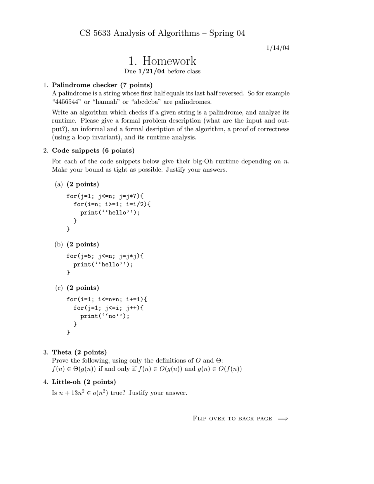 Palindrome Checker, Code Snippets - Analysis of Algorithms | CS 5633 - Docsity