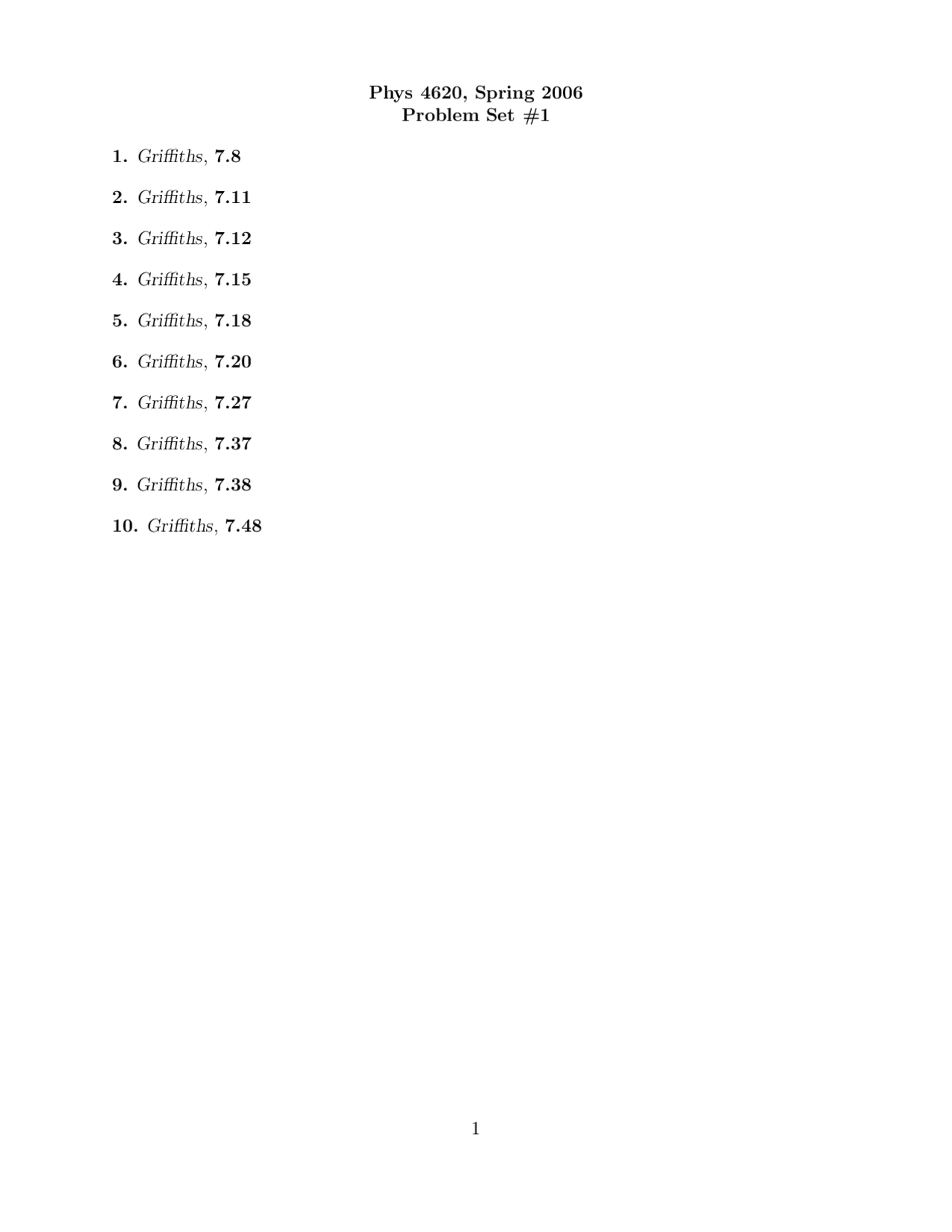 Problem Set 1 For Classical Electricity And Magnetism Spring 2006