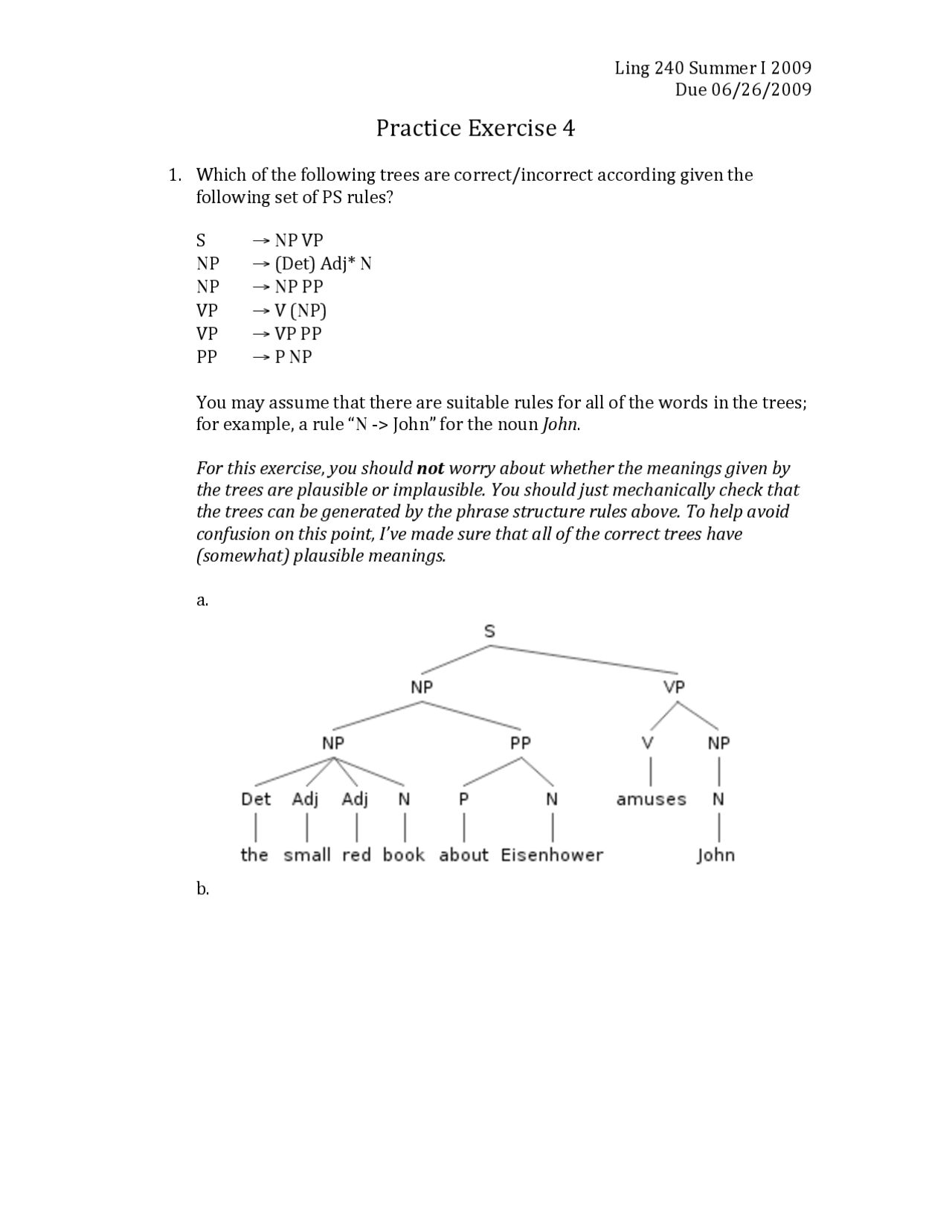Practice Exercise 4 Language And Mind Ling 240 Docsity