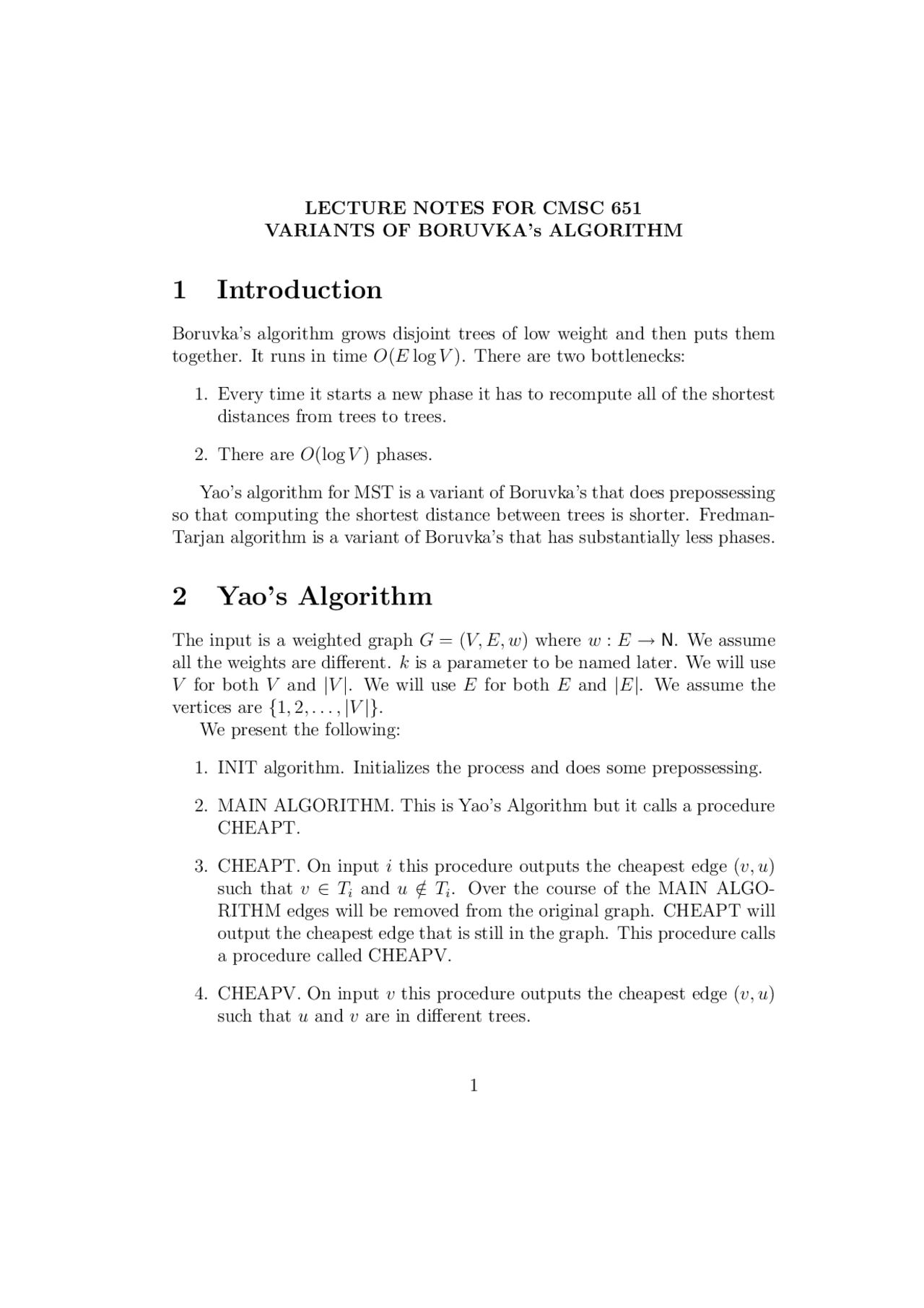 Introduction To Variants Of Boruvkas Algorithm Notes Cmsc 651 Docsity 4874