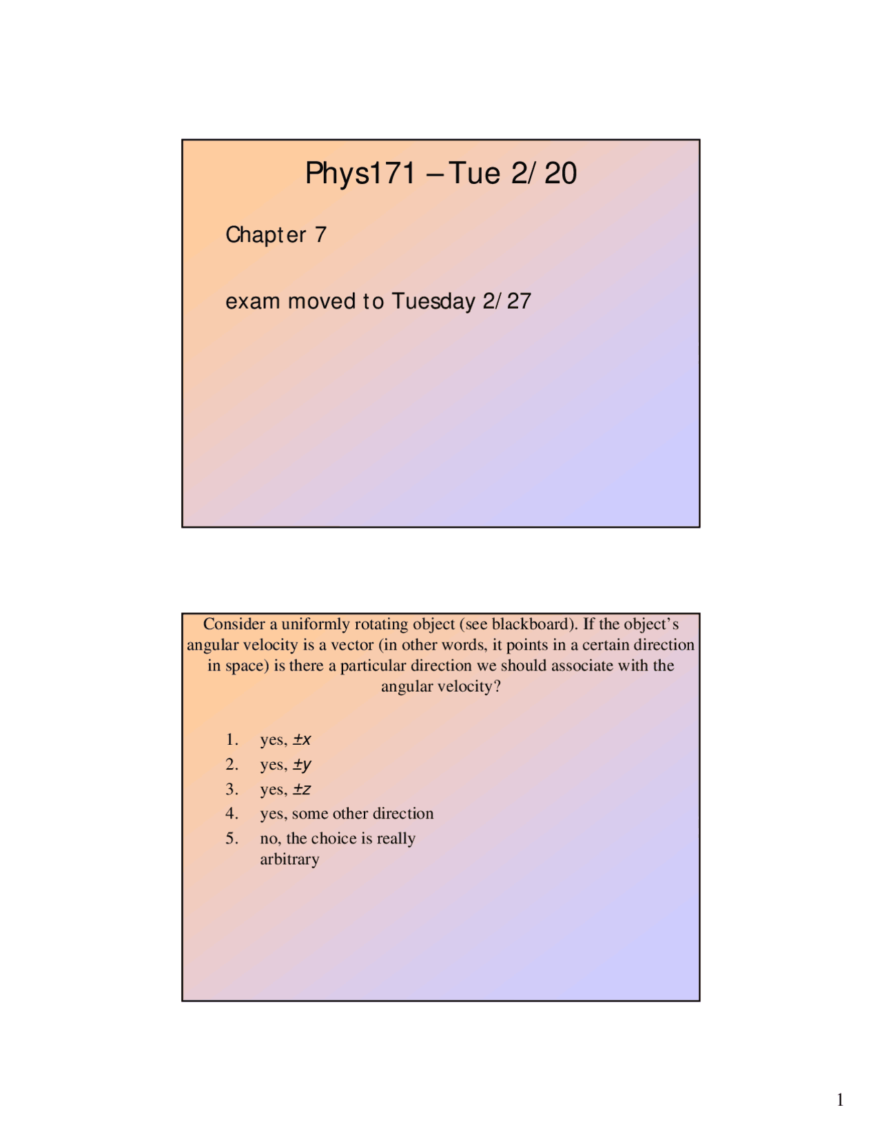 Uniform Circular Motion Lecture Slides Phys 171 Docsity