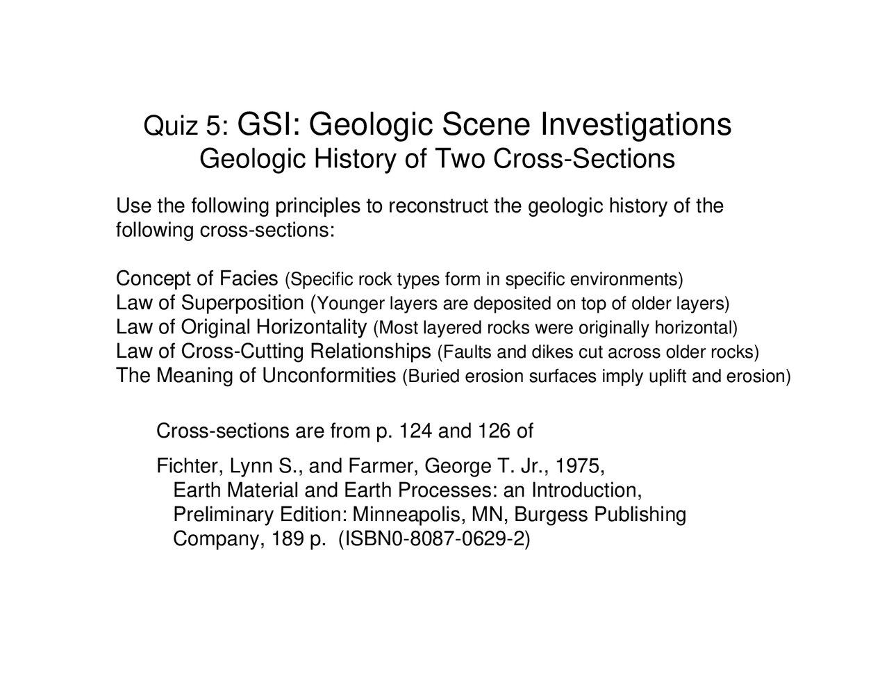 Quiz 5 - GSI Geologic History of Two Cross Sections | GEOL 101 ...