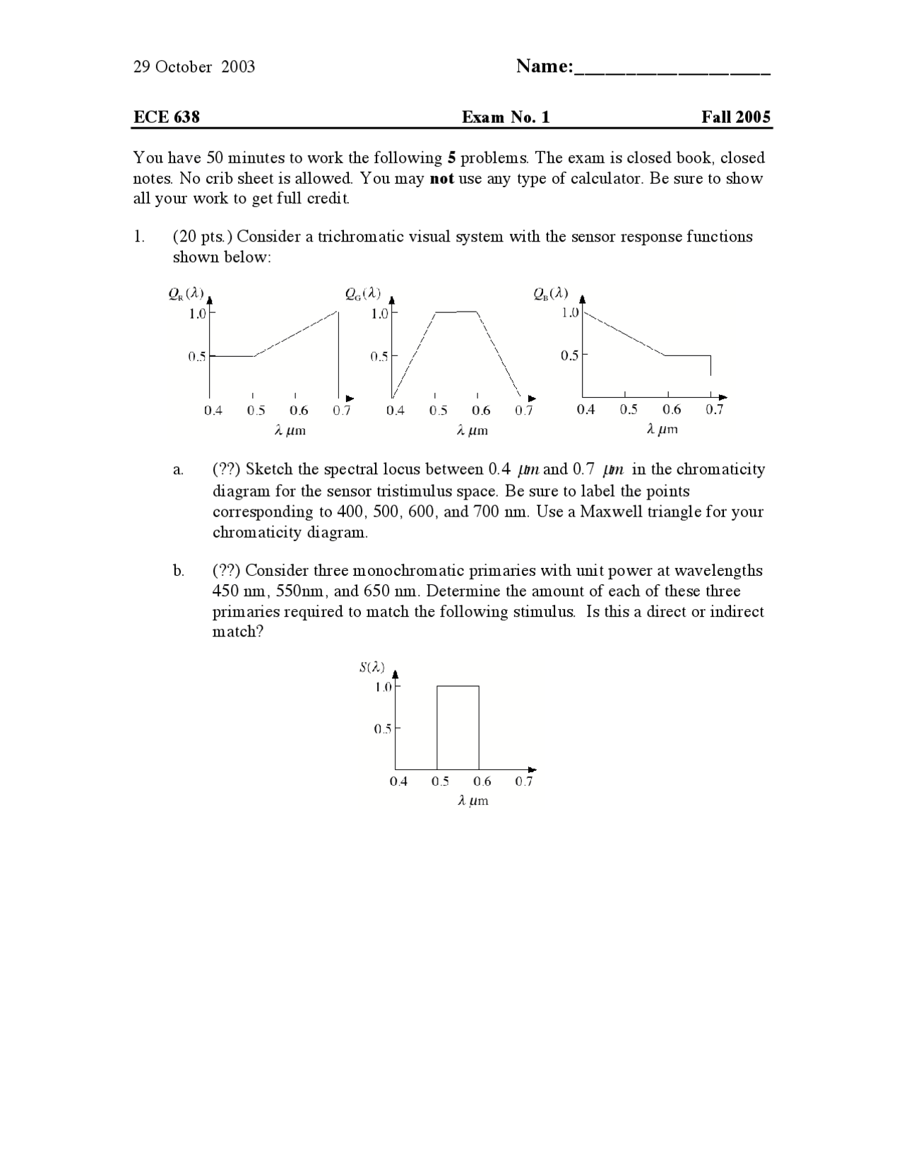 Principles Of Digital Color Imaging Systems Past Paper 2005 Ece