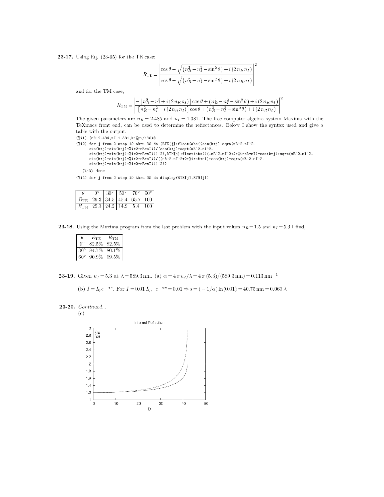 Outline For Questions With Solutions Optics Phy 108 Docsity