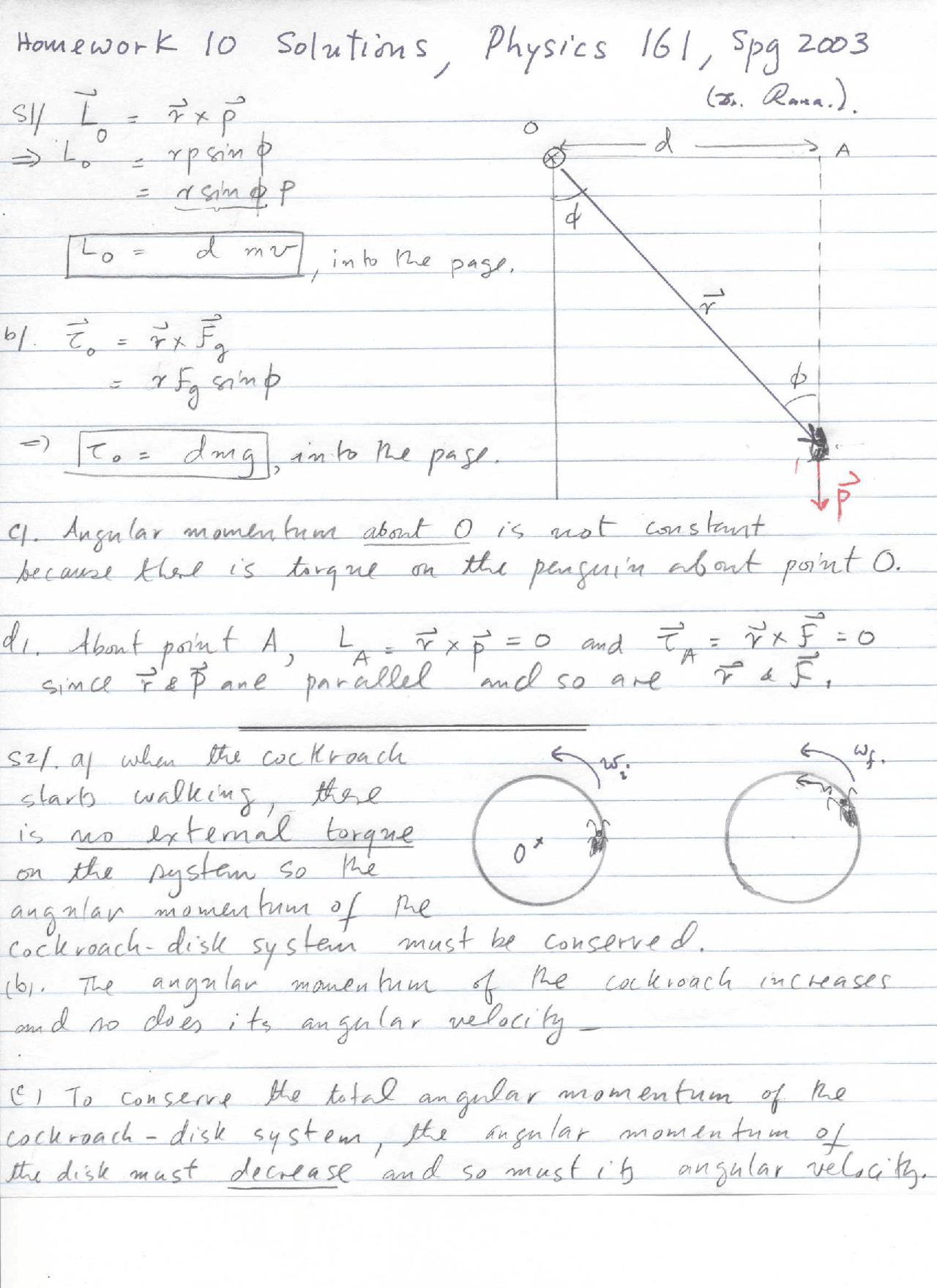 Homework 10 Solution - Mechanics and Particle Dynamics | PHYS 161 - Docsity