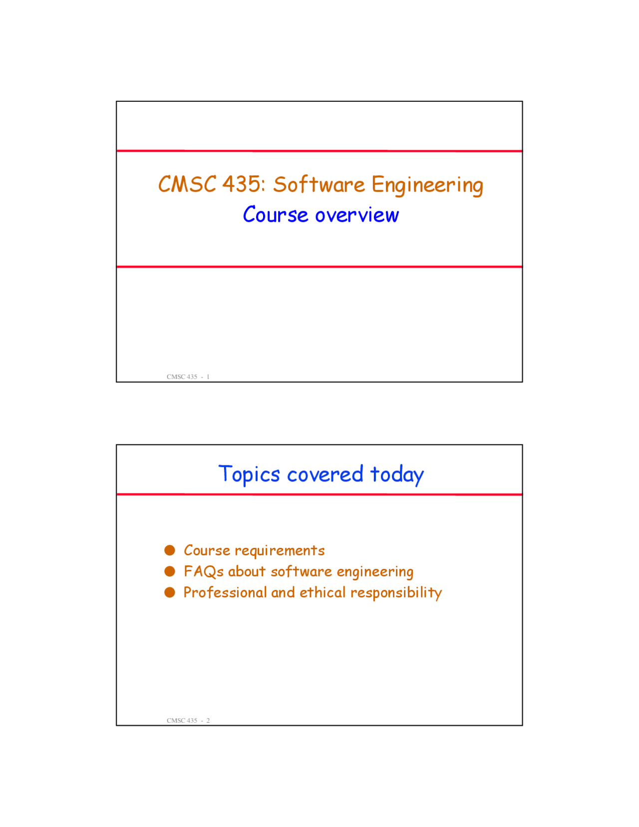 Software Engineering Lecture Slides Cmsc 435 Docsity