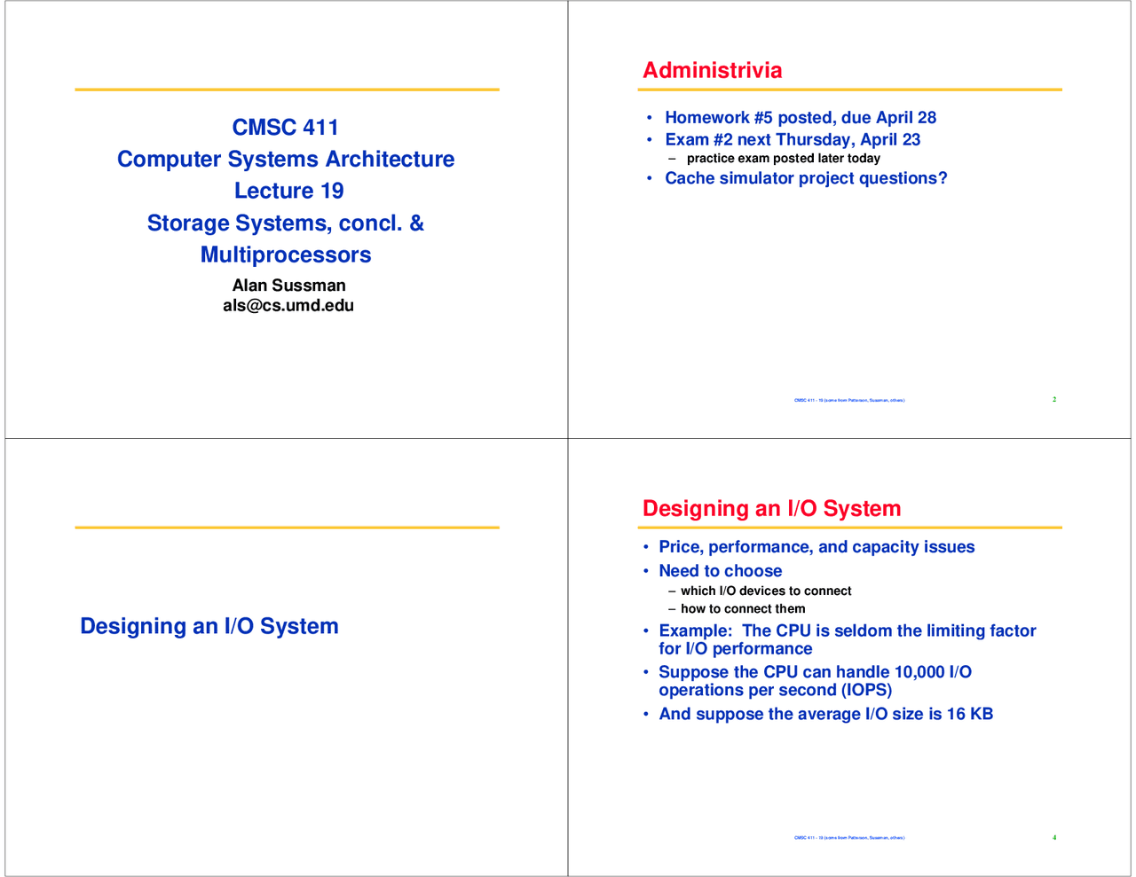 Designing An Information Systems In The Storage System Cmsc 411 Docsity