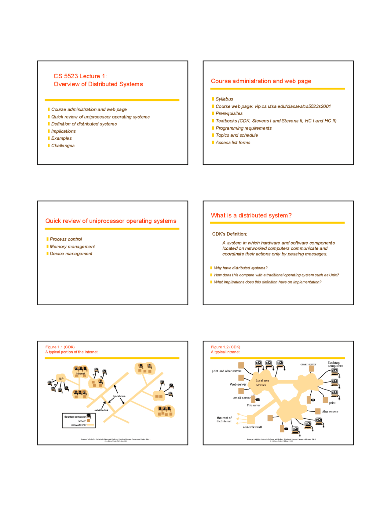 Overview Of Distributed Systems Operating Systems Slides Cs 5523