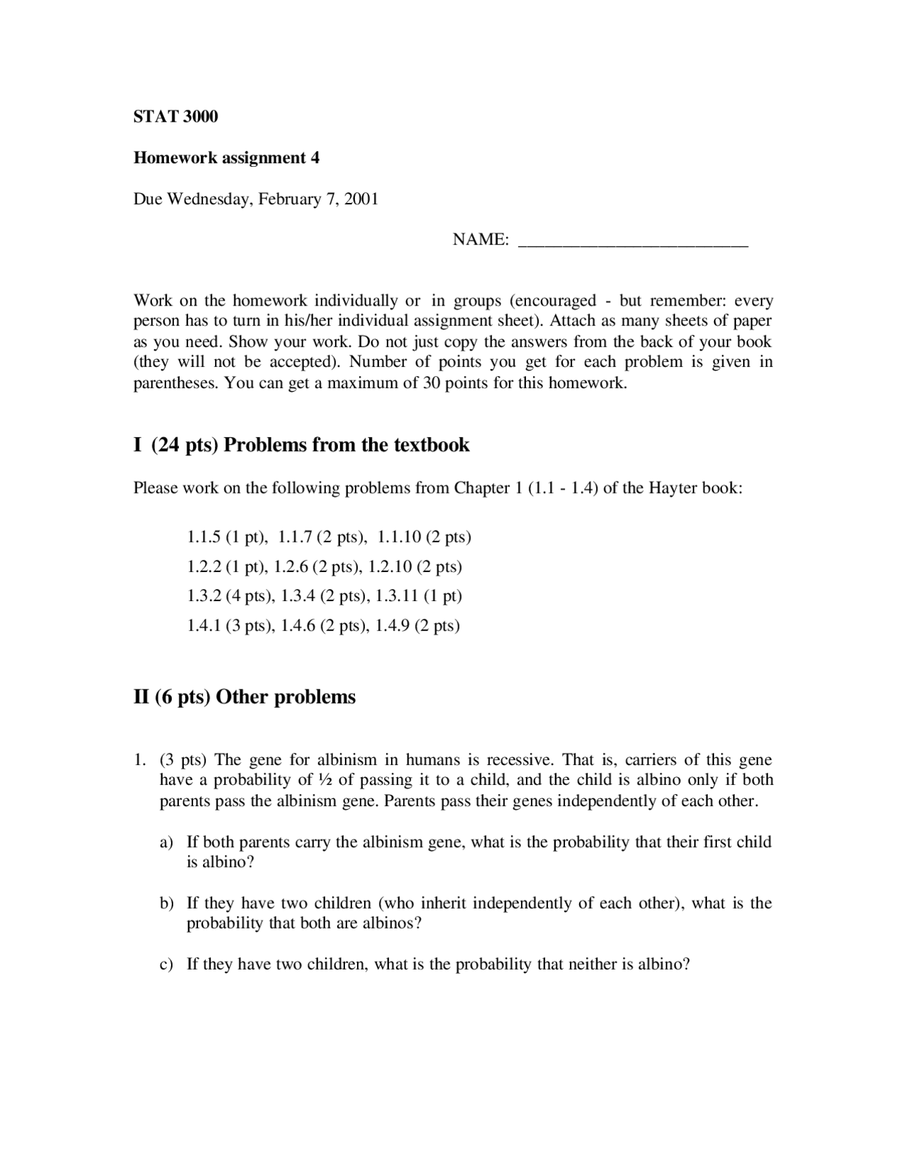Statistics For Scientists Assignment 4 Practice Questions Stat 3000