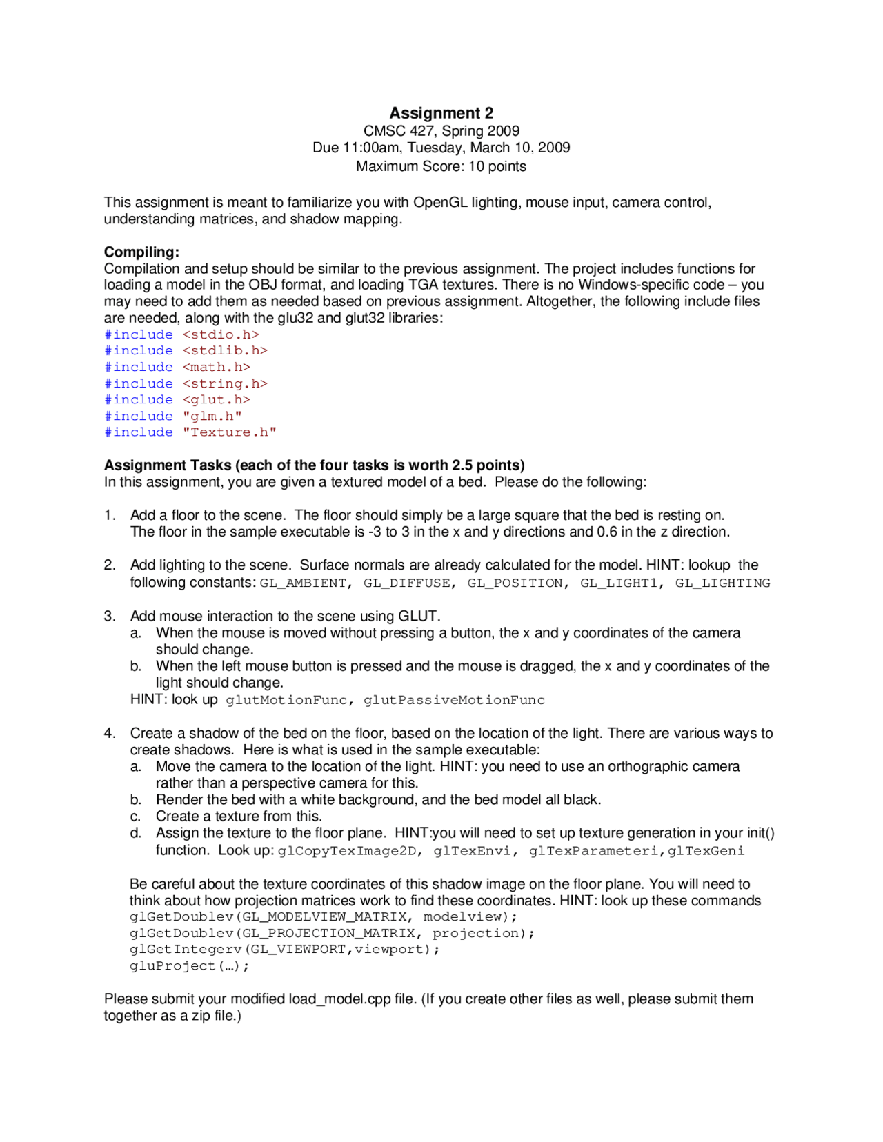 Assignment 2 With Solved Questions Computer Graphics Cmsc 427 Docsity 6234