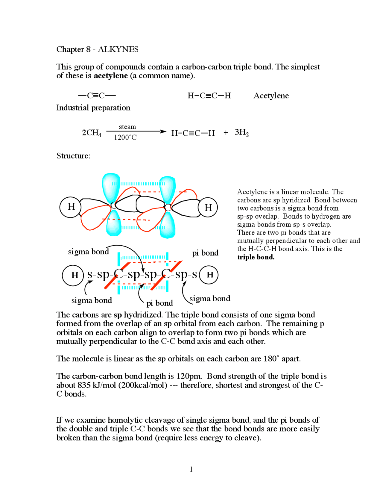Lecture Notes On Alkynes Organic Chemistry I Chem 233 Docsity