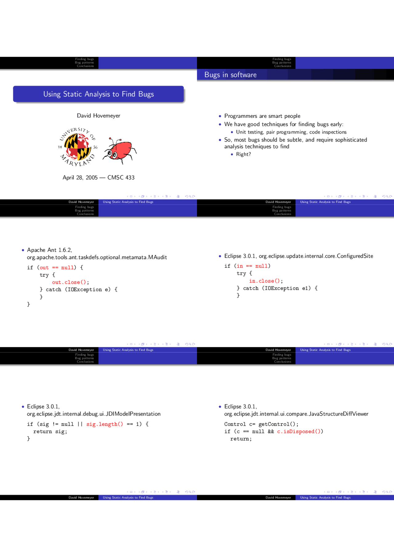 Using Statistical Analysis to Find Bugs - Lecture Slides | CMSC 433 - Docsity