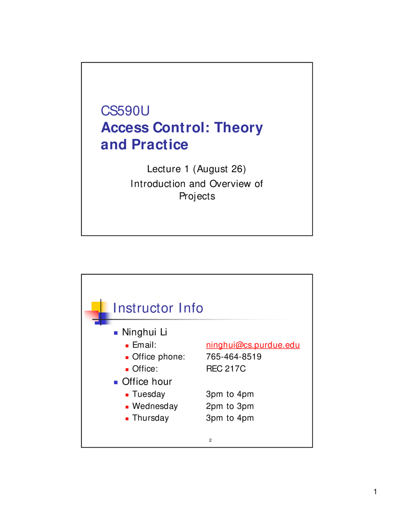 Introduction And Overview Of Projects Access Control Theory Cs
