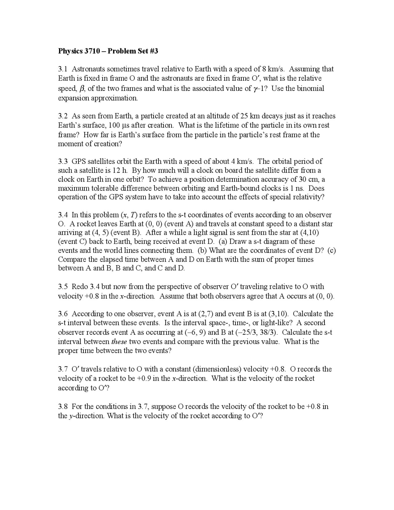 Problem Set 3 Questions Intermediate Modern Physics Phys 3710 Docsity