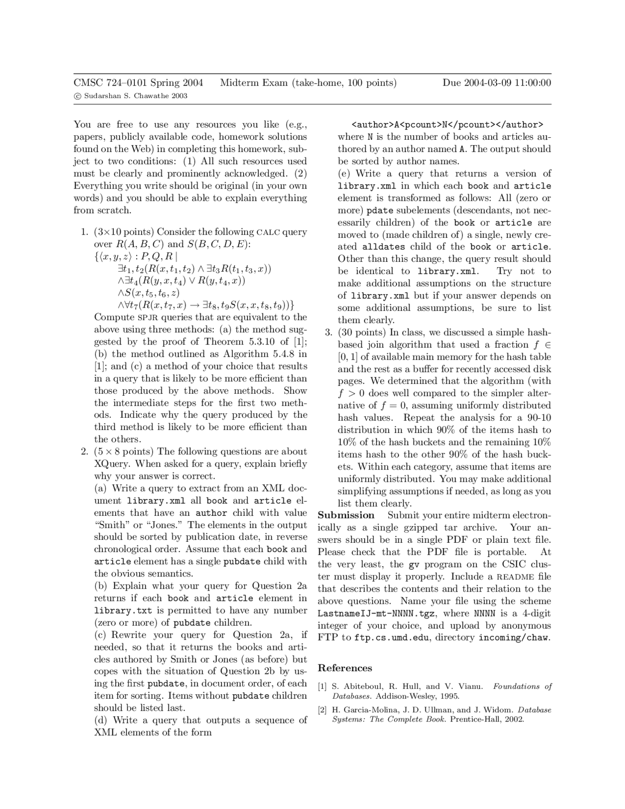 Midterm Exam For Database Management Systems Cmsc 724 Exams Database Management Systems