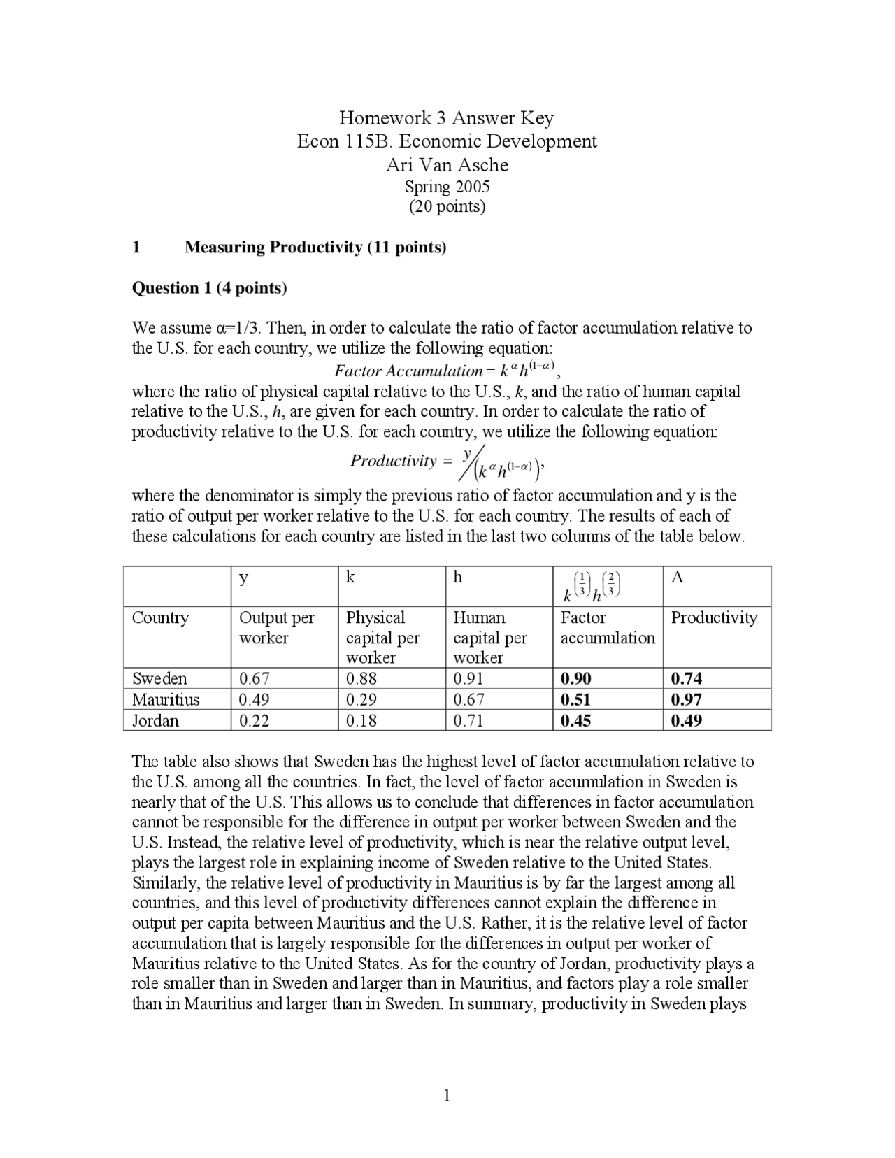 Homework 3 Answer Key - Economic Development | ECN 115B | Assignments ...