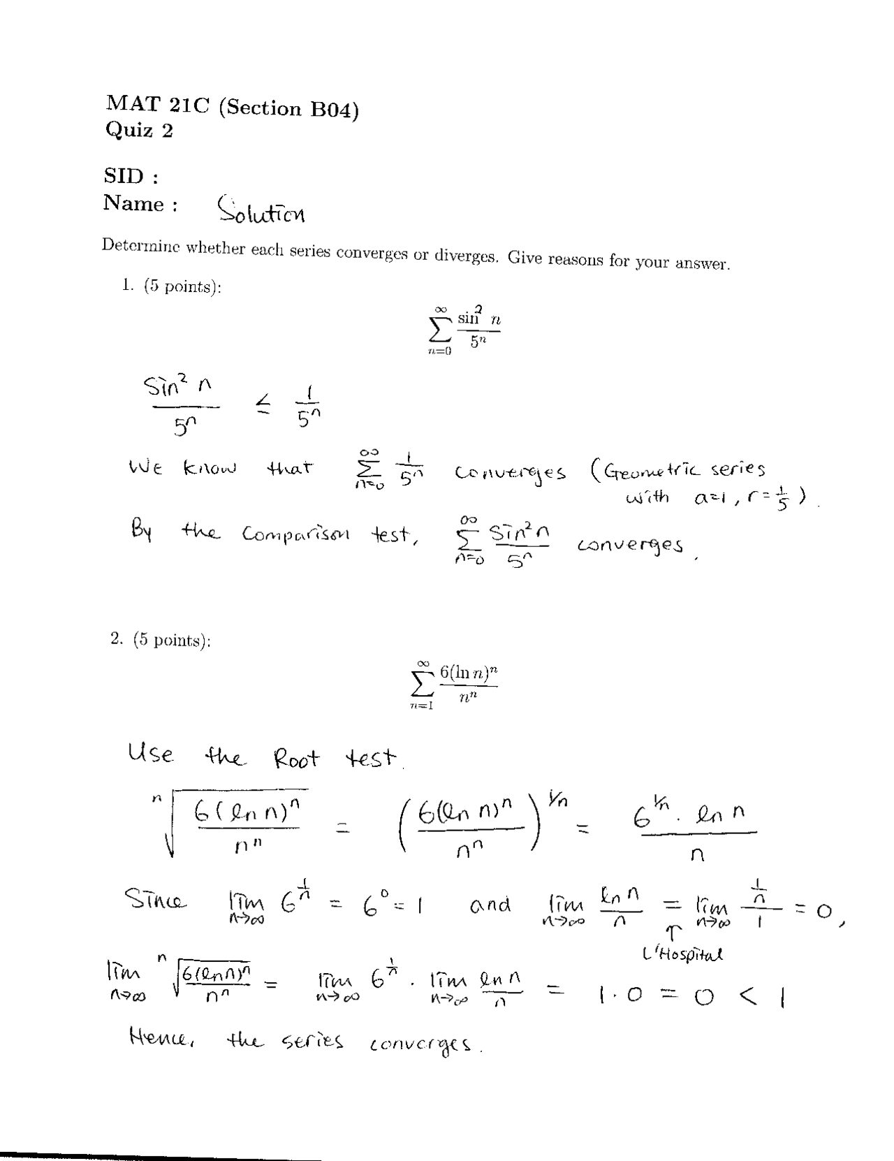 2 Solved Problems in Quiz 2 on Introduction to Calculus | MAT 021C ...