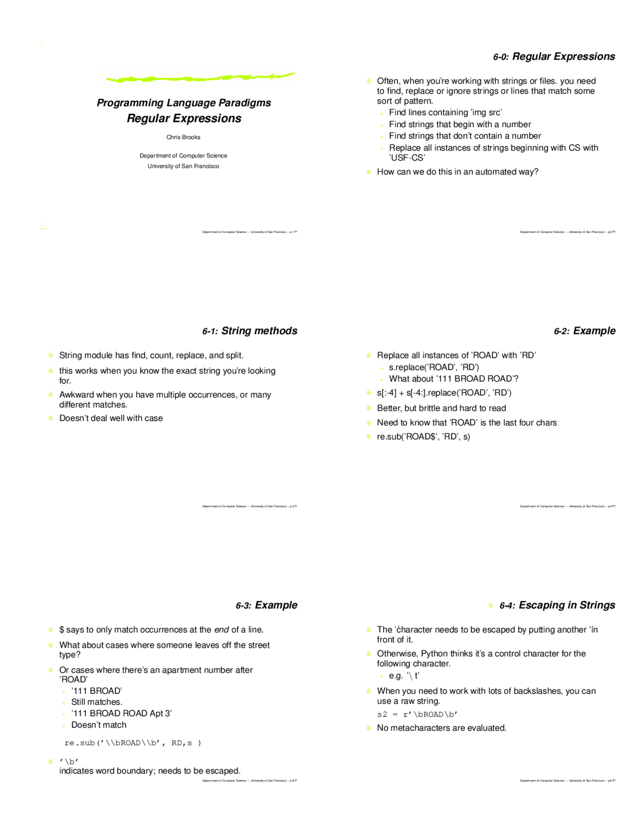 Regular Expressions Programming Languages Cs 652 Docsity