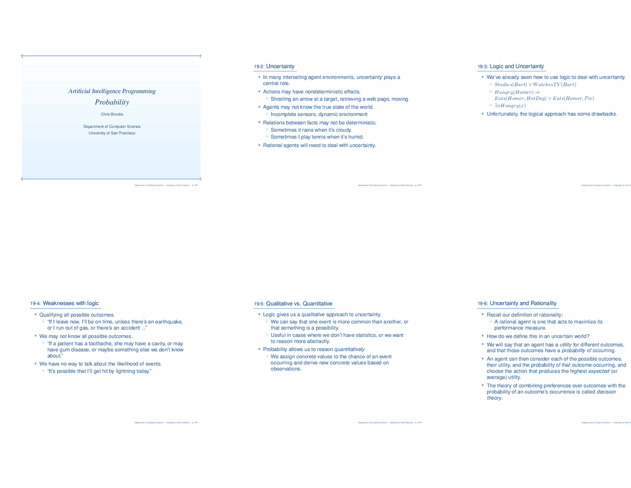 Probability - Artificial Intelligence Programming - Slides | CS 662 | Notas de estudo ...