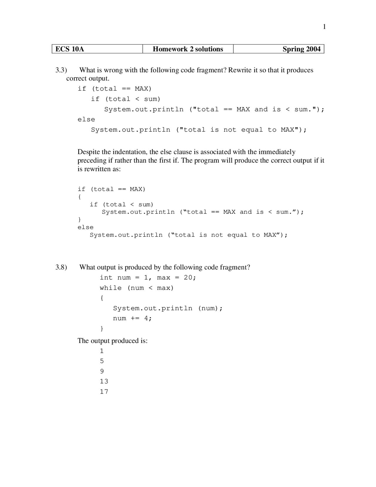Homework 2 Solutions Concepts Of Computing Ecs 010 Docsity