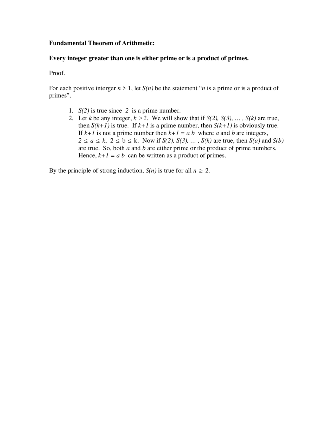 Fundamental Theorem of Arithmetic | MATH 4200 - Docsity