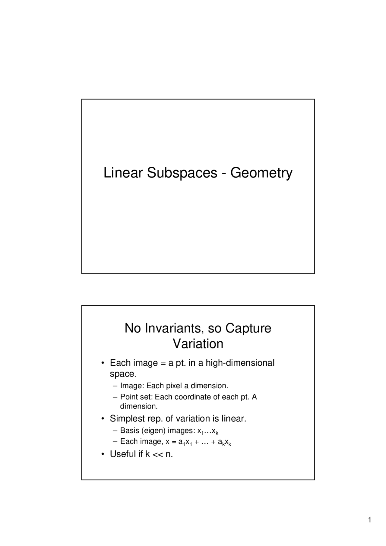 Linear Subspaces Geometry Lecture Slides Cmsc 828 Docsity 8876