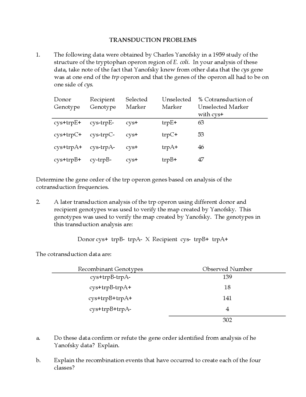 Transduction Problems Genes And Gene Expression Bis 101 Docsity