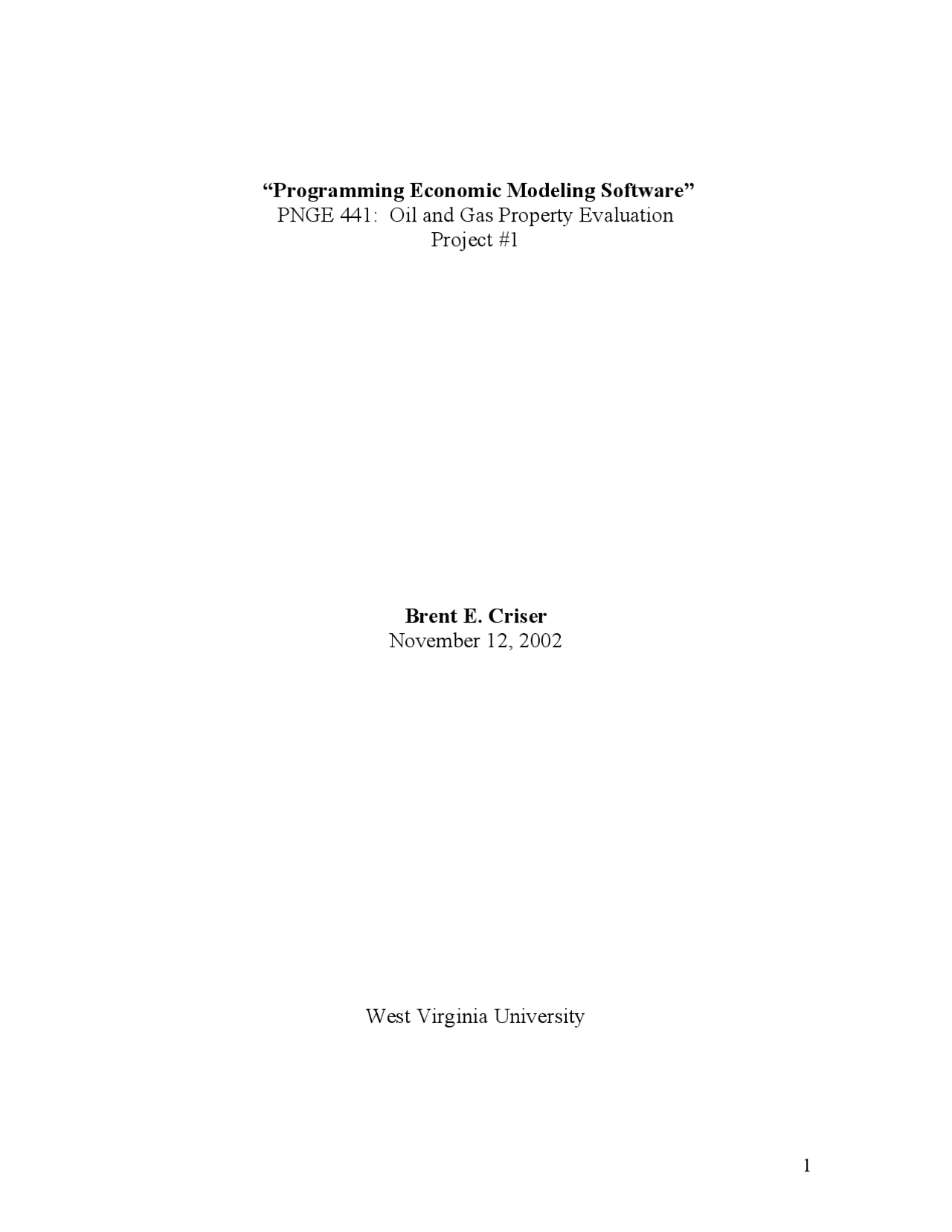 Programming Economic Modeling Software Lecture Notes Pnge 441 Docsity