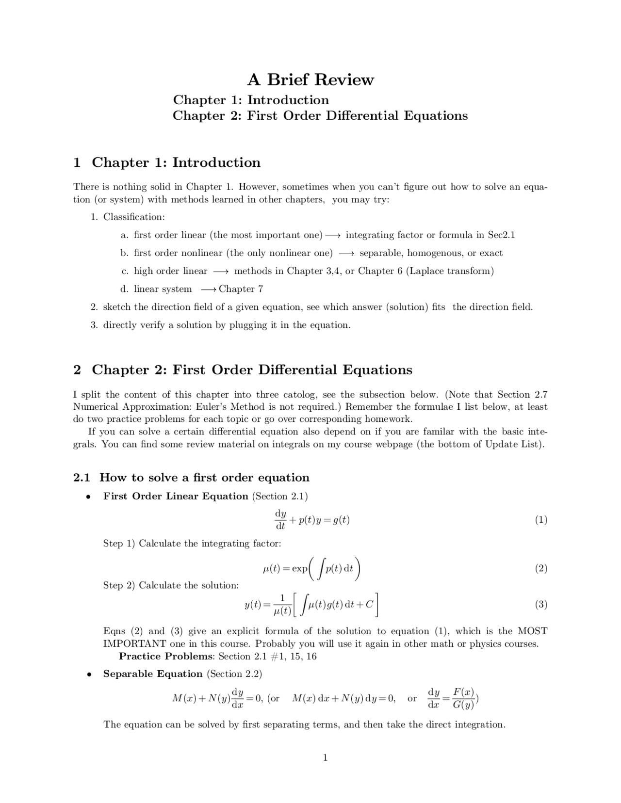 Notes on Introduction and First Order Differential Equations | MA 26600 ...