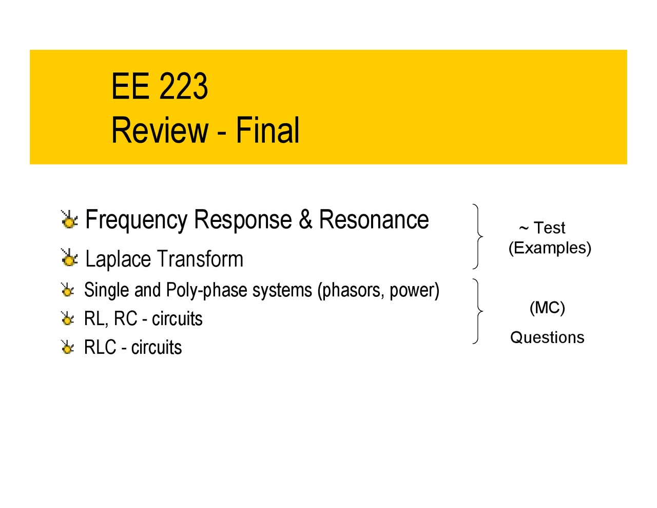 Final Review for Electrical Circuits | EE 223 - Docsity