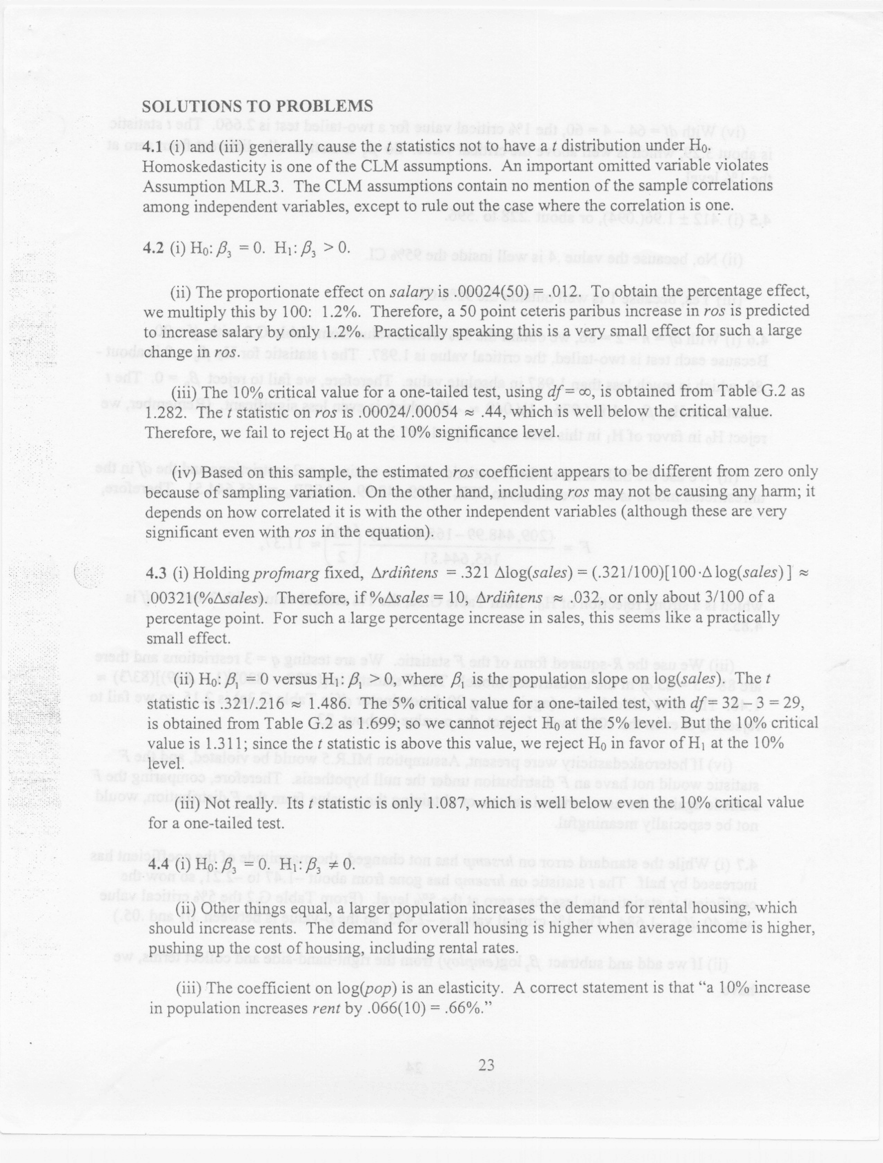 Solutions To Problems Econometrics I Exam 1 Econ 422 Docsity