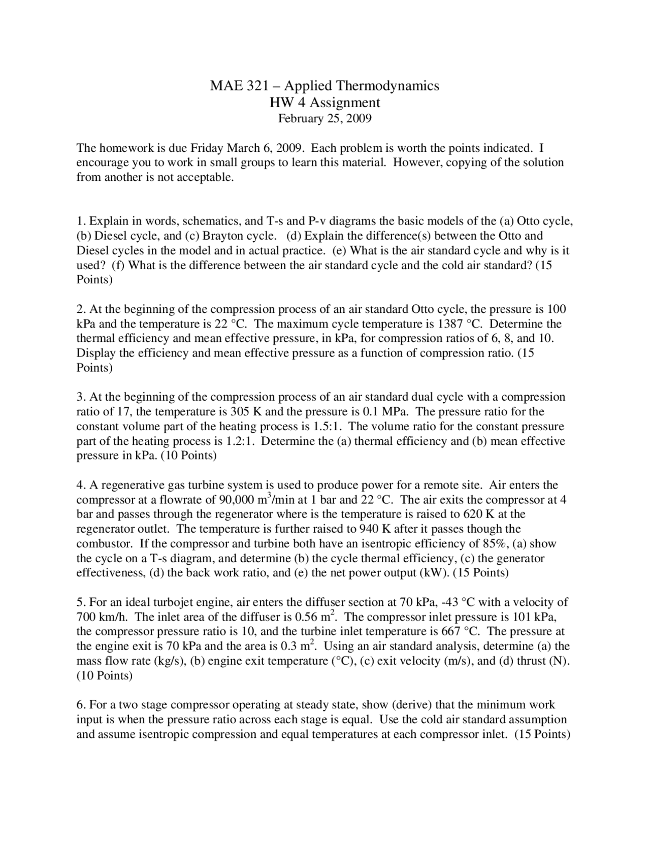 Assignment 4 Solved Questions Applied Thermodynamics Mae 321 Docsity