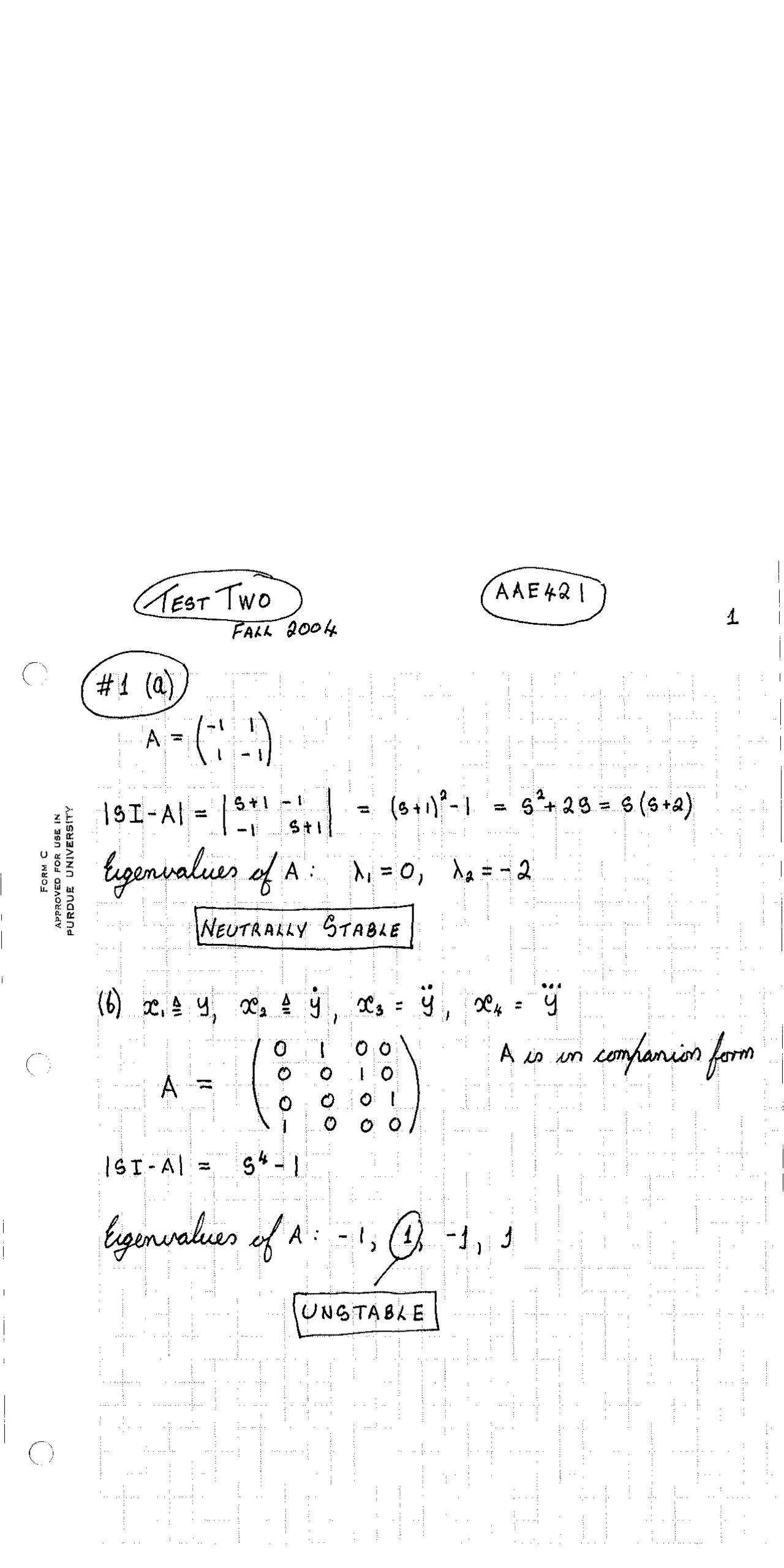 Test 2 Solution Flight Dynamics And Control Aae 42100 Docsity