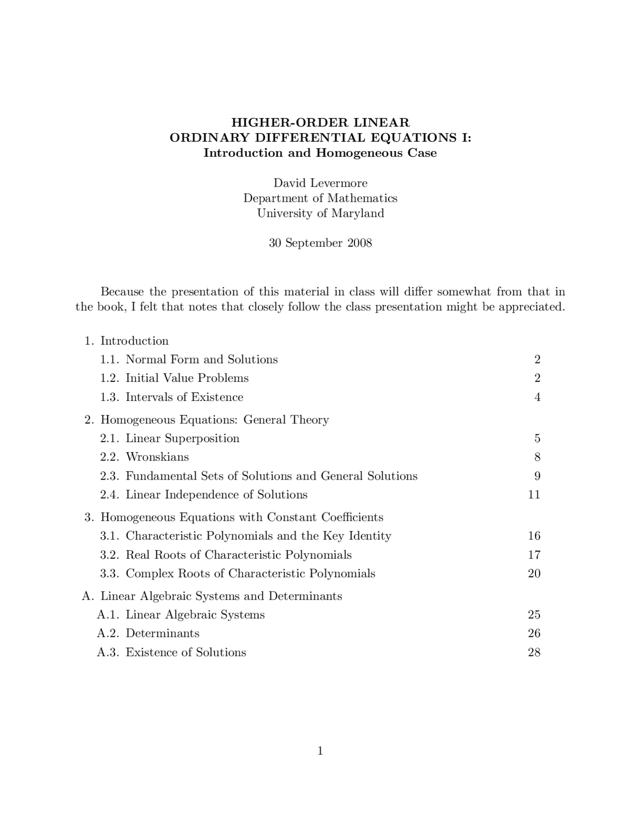Ordinary Differential Equation I Math 246 Docsity