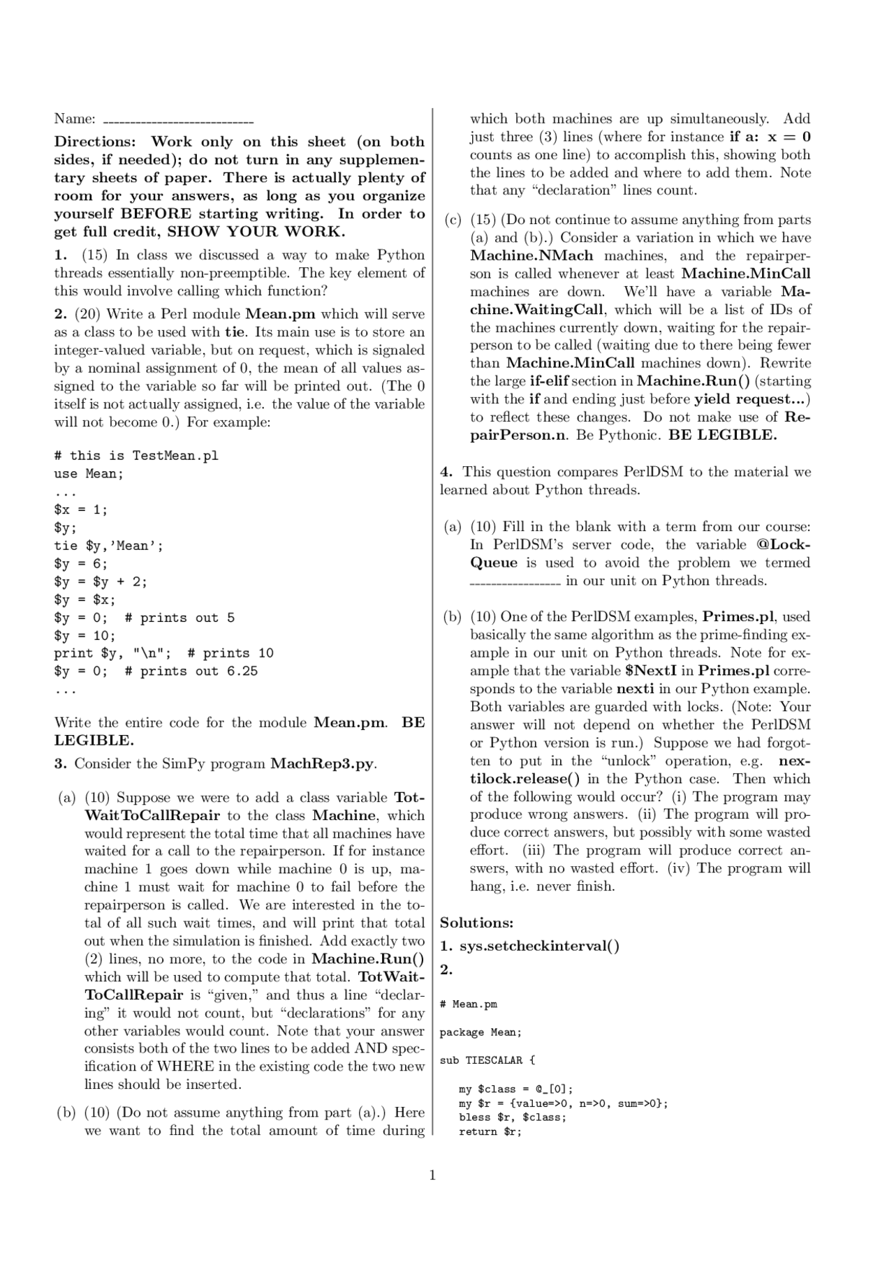 Solutions For Exam Scripting Languages Ecs 145 Docsity
