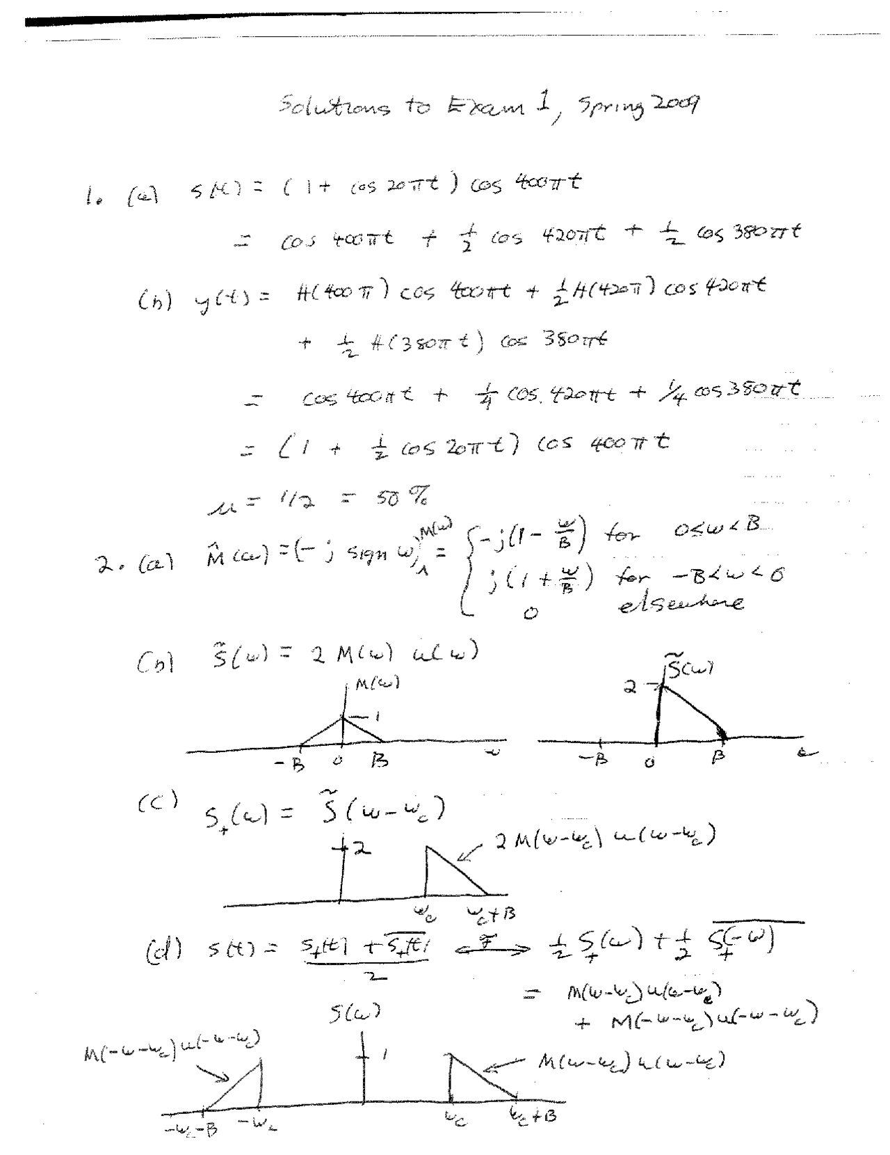 4 Handwritten Questions With Solutions Communication Systems Exam Enee 420 Docsity