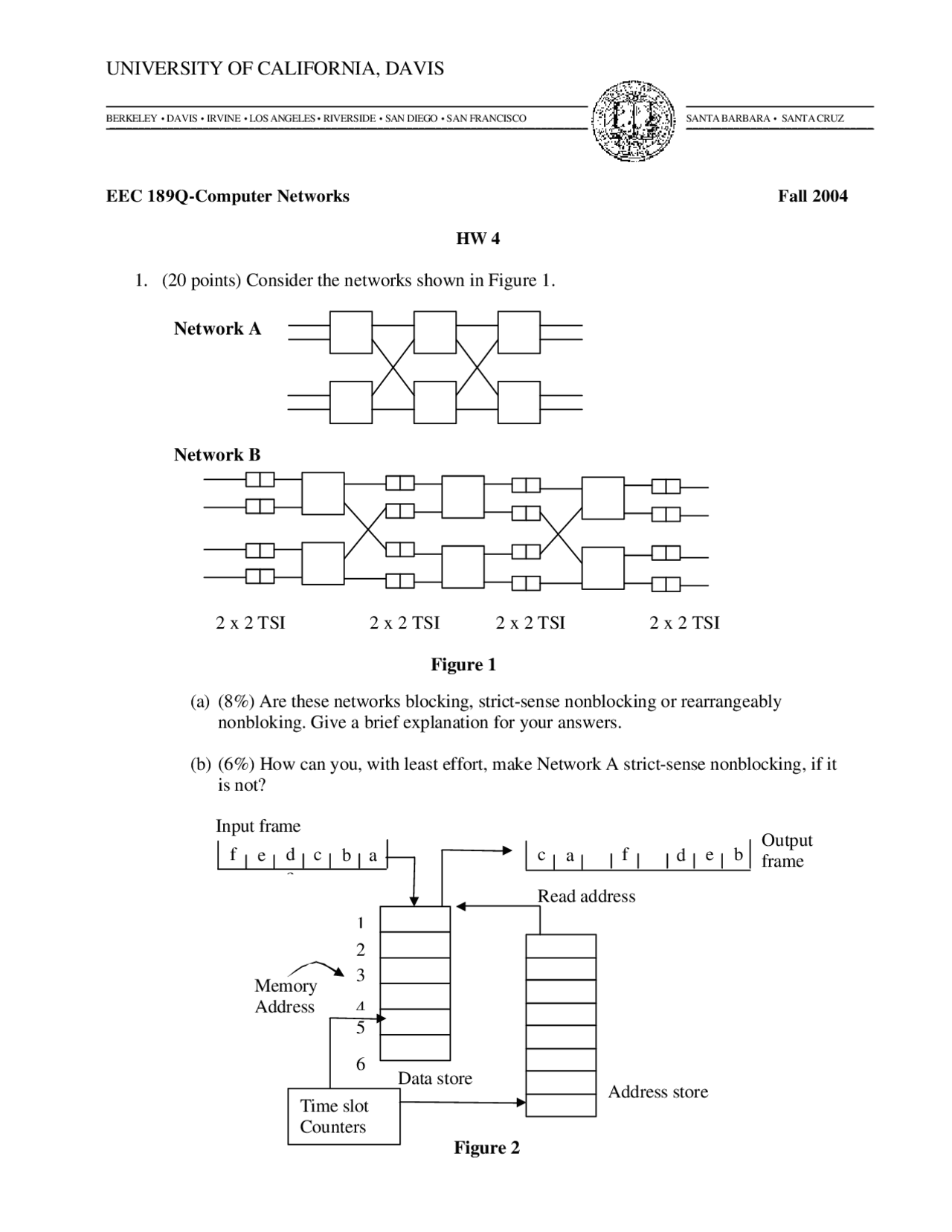Homework 4 Questions On Computer Networks Eec 173a Docsity