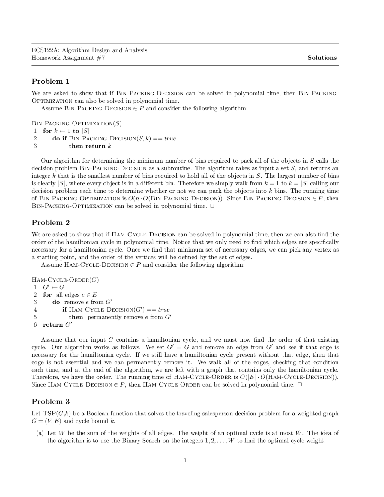 Homework 7 Problems Algorithm Design And Analysis Ecs 122a Docsity 9998