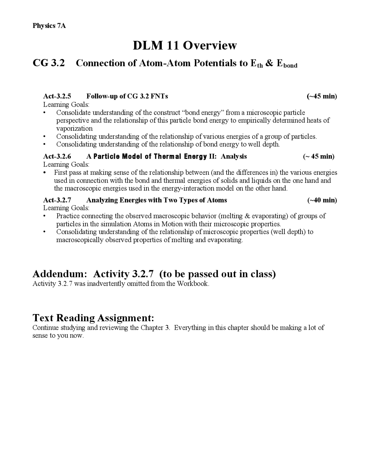 A Particle Model to Thermal Energy II: Analysis | GAS 290 - Docsity