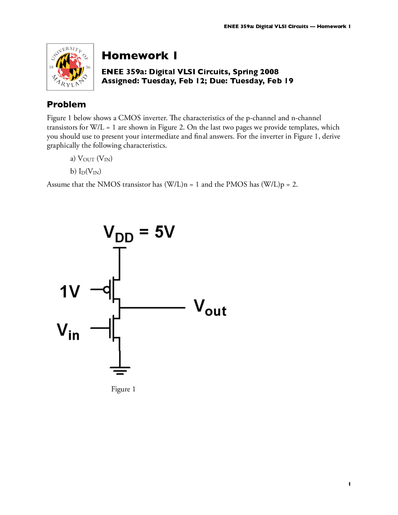 Homework I Problem Intermediate Topics In Computer Engineering Enee 359 Docsity