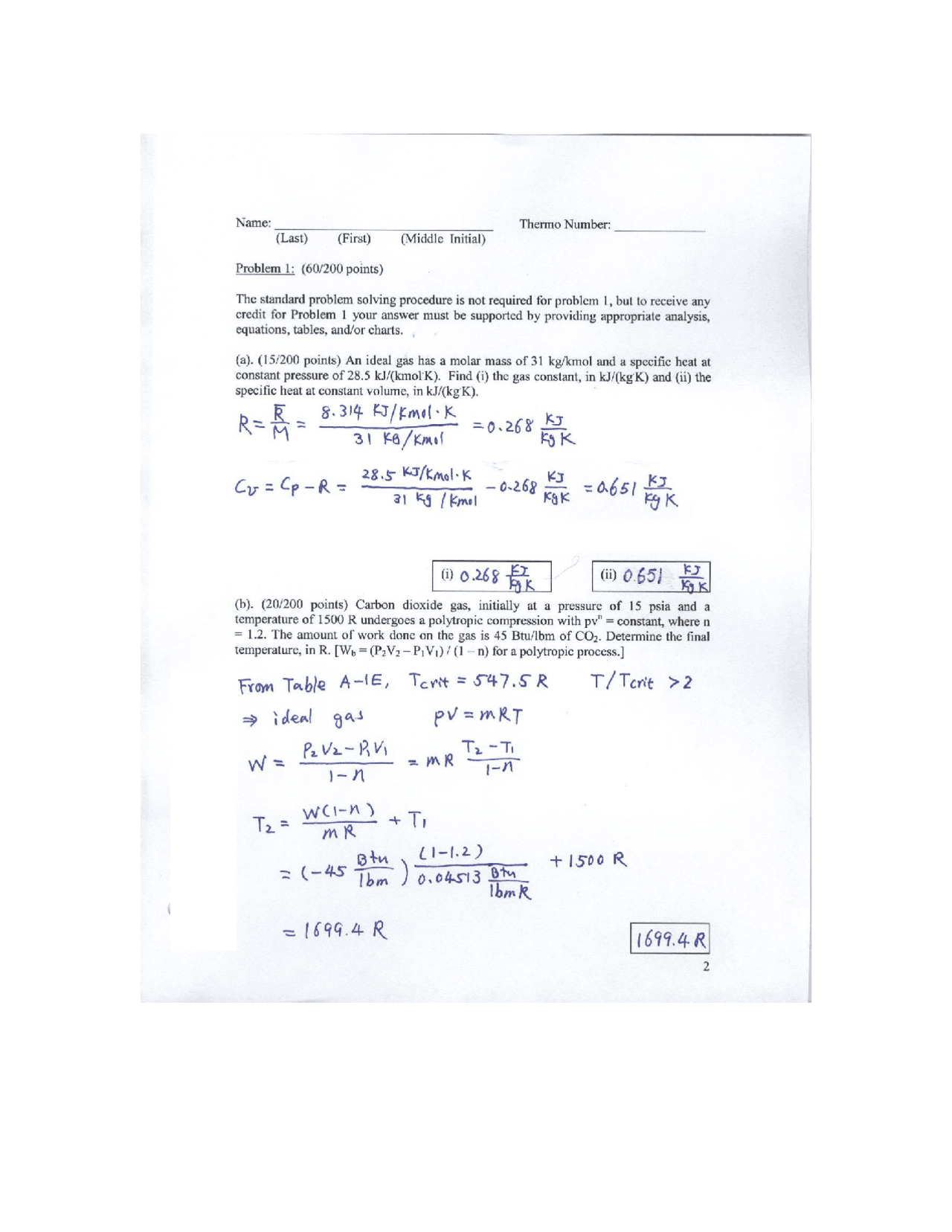 Questions With Answer For Final Exam Thermodynamics I Me 20000