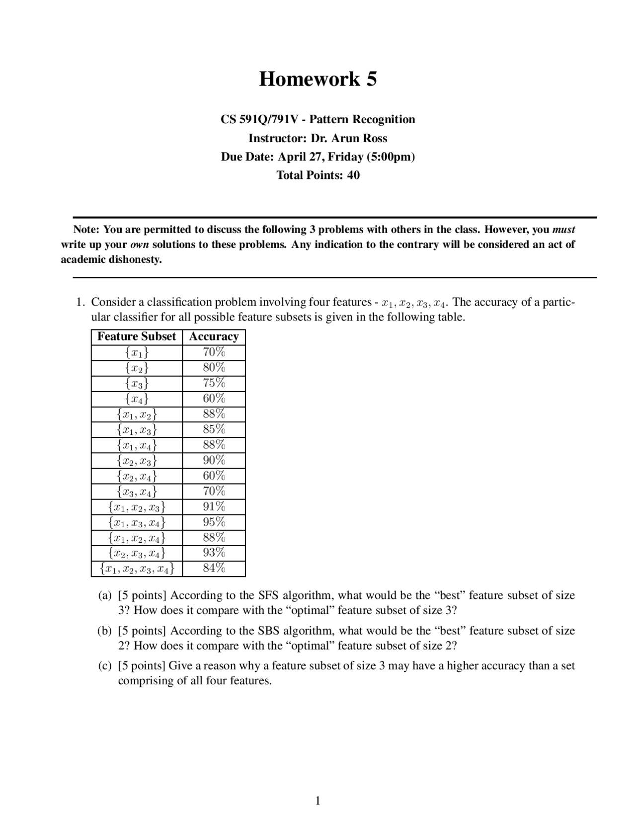 3 Solved Problems On Pattern Of Recognition Homework 5 Cs 591q