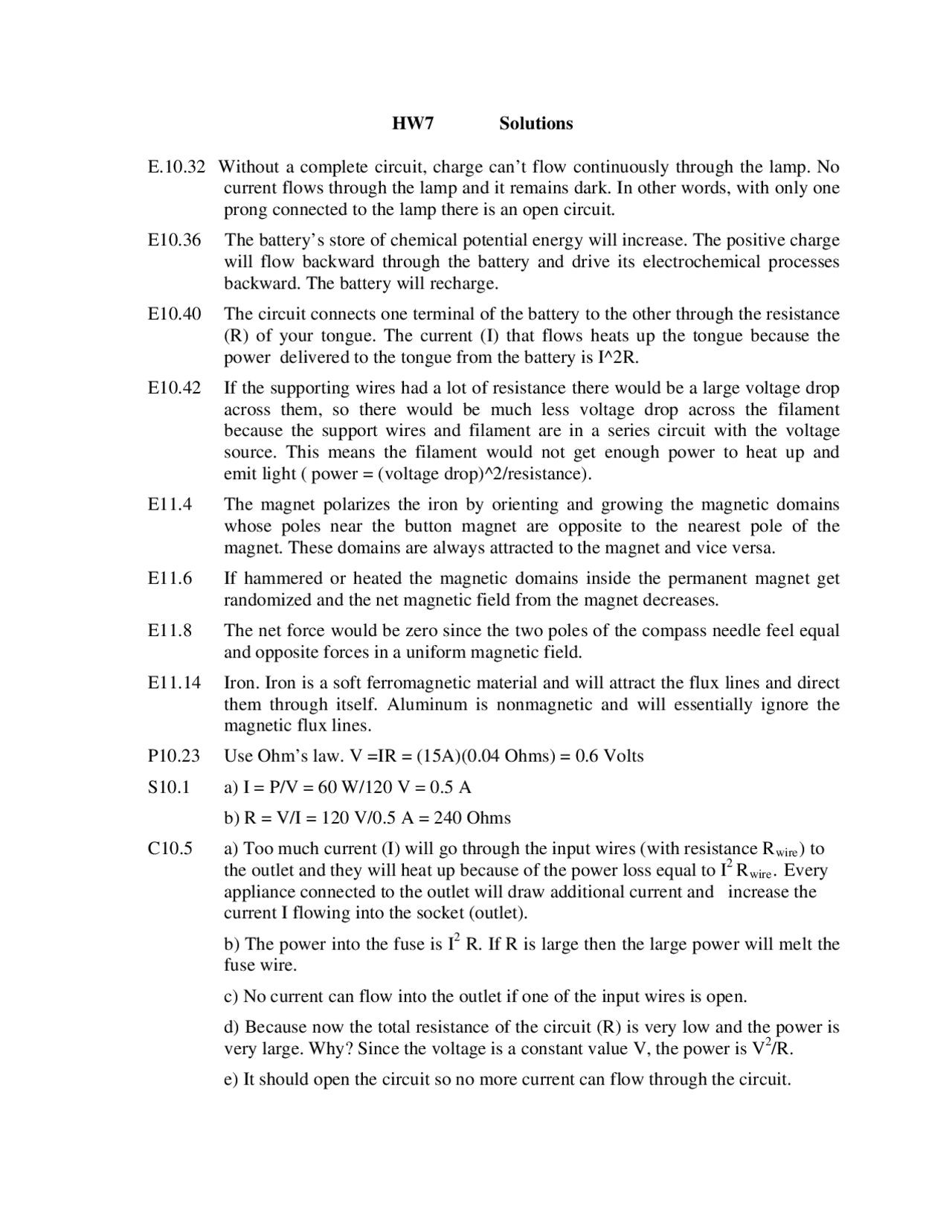 Homework 7 Questions How Things Work Science Phys 104 Docsity