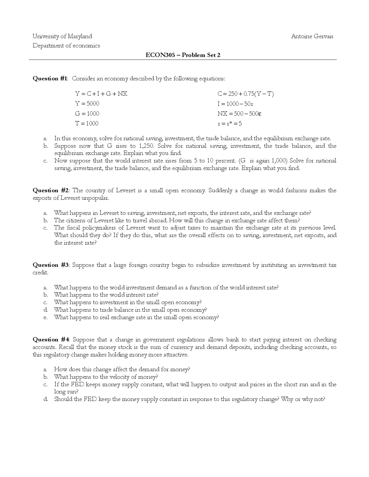 14 Questions On The Microeconomics Theory Assignment 2 Econ 305