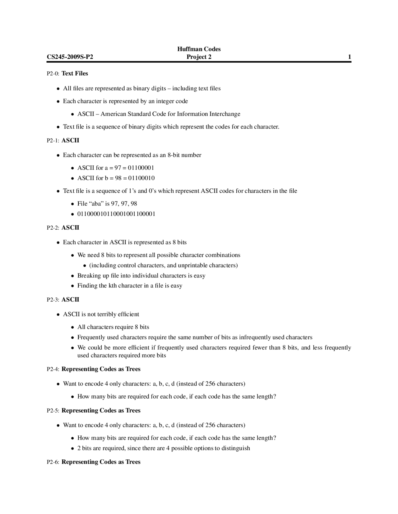 Huffman Codes Data Structure And Algorithms Project 2 Cs 245