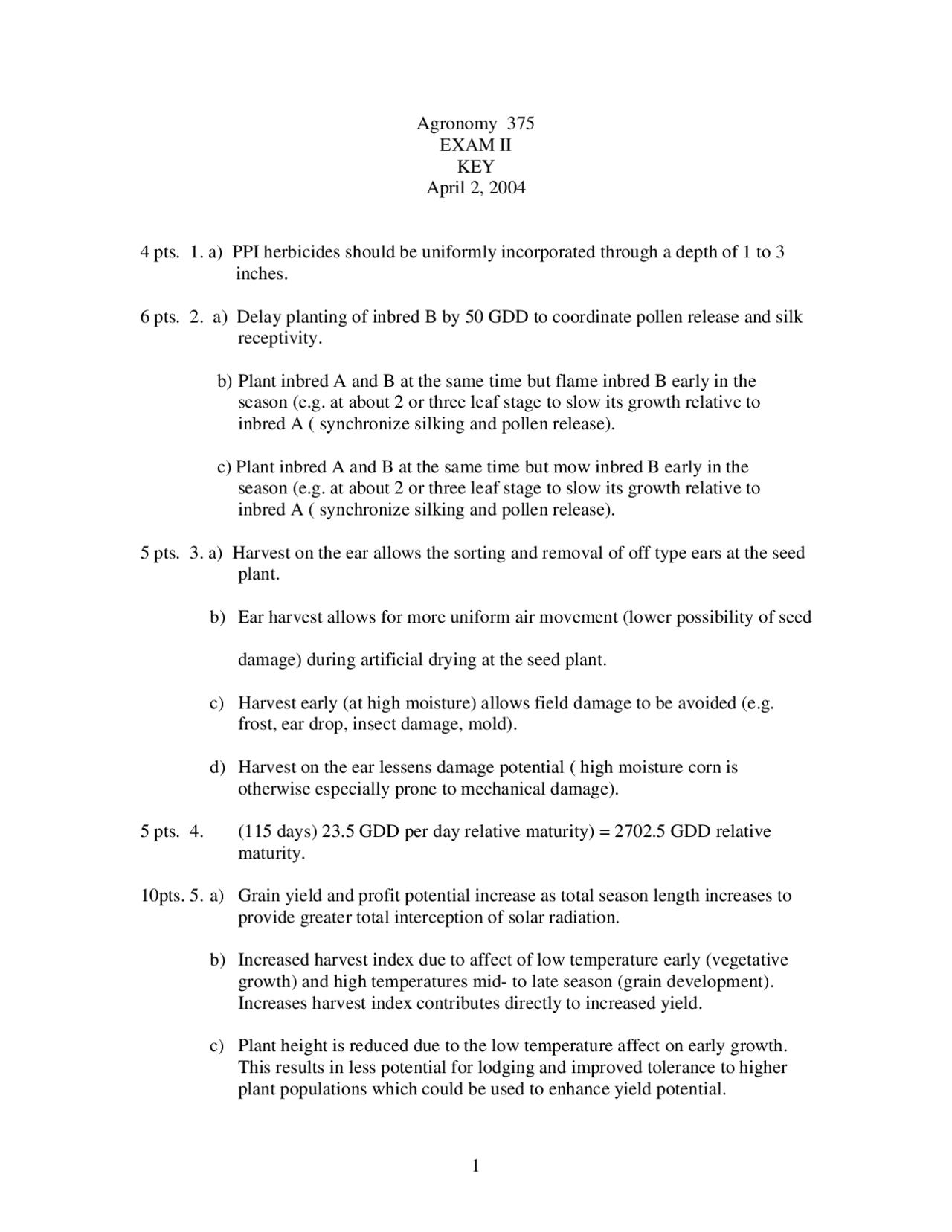 Exam 14 Questions On Crop Production Systems Agry 37500 Docsity