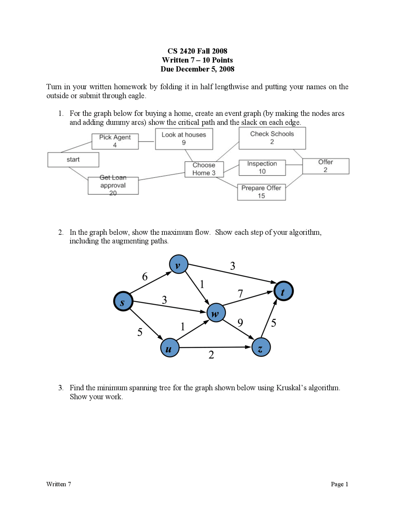 Assignment 7 For Algorithms And Data Structures Cs 2420 Docsity 