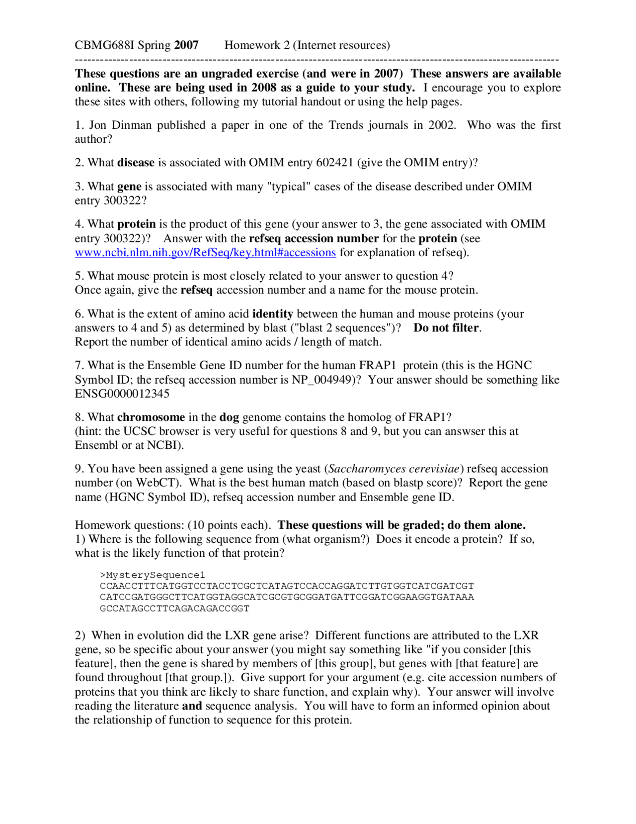 Spring 2007 CBMG688I Homework: Internet Resources - Prof. Stephen M. Mount | Assignments ...