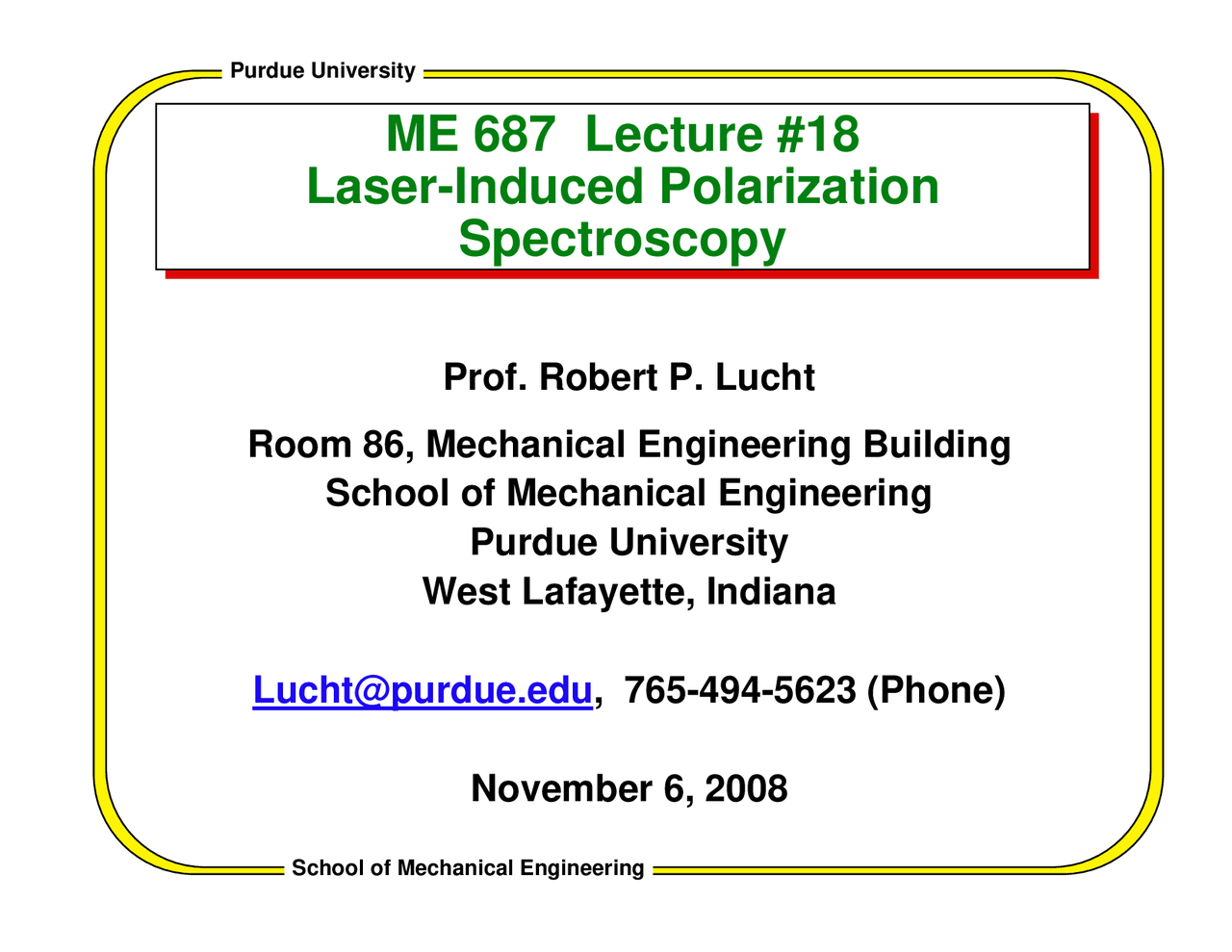 Laser Induced Polarization Spectroscopy Lecture Slides Chem C1260