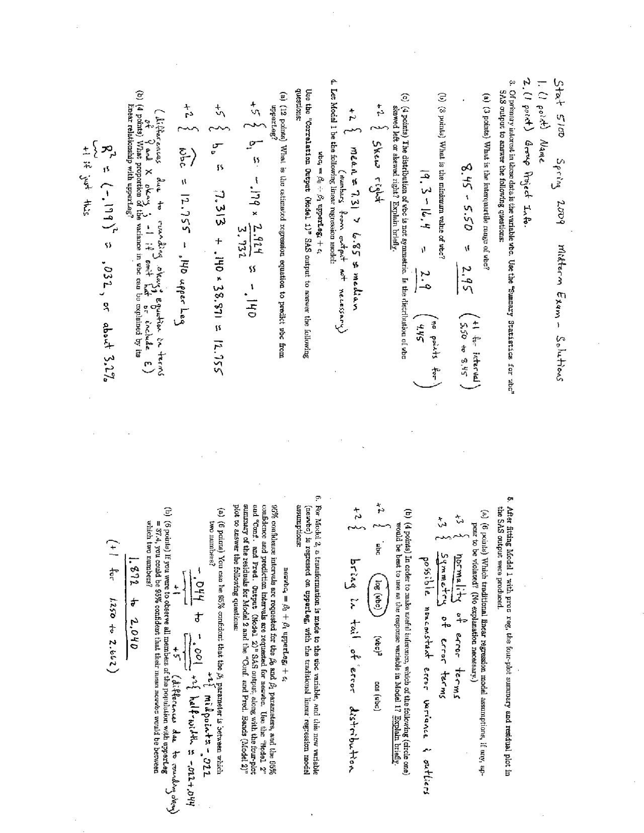 Linear Regression And Time Series Midterm Exam Stat 5100 Exams